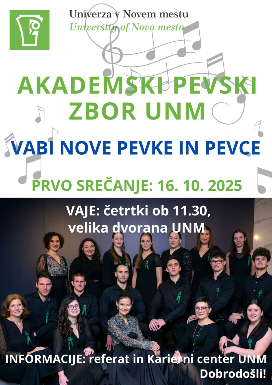 Akademski pevski zbor Univerze v Novem mestu vabi nove člane - VŠ GRM